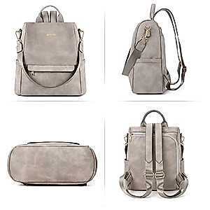 CLUCI Backpack Purse for Women Leather Fashion Large Designer Travel Bag Ladies Shoulder Bags Two-Toned Vintage Gray
