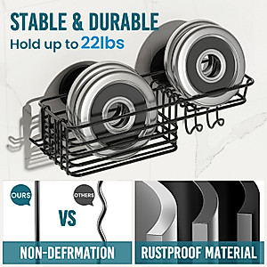 TAILI Shower Caddy Suction Cup with Hooks & Soap holder, Heavy Duty Bathroom Shower Organizer, No Drilling Shower Shelf for Inside Shower, Stainless Steel Black Shower holder organizer