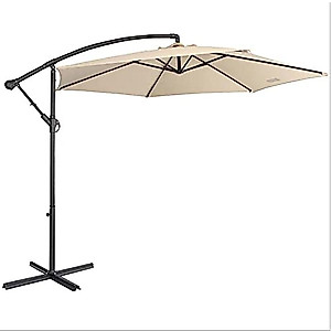 WERTSWF 10ft Replacement Umbrella Canopy, Cantilever Parasol Top Fabric Cover Sunshade Cloth fit 8 Ribs Offset Hanging Umbrella, Beige, 3 M9.8ft, 210414QY01-3-10637-1611442231