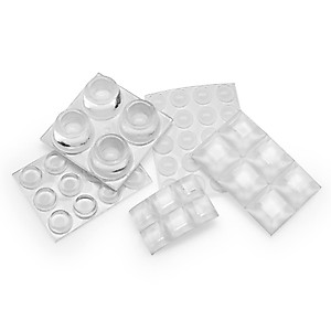Slipstick Premium Adhesive Clear Bumper Pads 48 Piece Variety Pack, Round and Square Rubber Feet for Electronics, Cutting Boards, Cabinet Stoppers, Drawers, Furniture, Noise Damper Surface Protectors