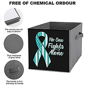 Cervical Cancer Awareness Flag Storage Bins Cubes Foldable Fabric Organizers with Handles Clothes Bag Book Box Toys Basket for Shelves Closet 10.6"