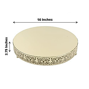 Efavormart 16" Round Lace Gold Metal Wedding Cake Stand, Dessert Display Stand Glossy Metallic Finish for Dessert Cupcake Pastry Candy Display Plate Event, Birthday Party