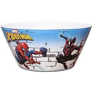 Zak Designs Marvel Comics Spider-Man - Kids Dinnerware Set, Including 10in Melamine Plate and 27oz Bowl Set, Durable and Break Resistant Plate and Bowl Makes Mealtime Fun (Melamine, BPA-Free)