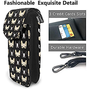Boston Terrier and French Bulldog Friends Women Soft PU Leather Cellphone Purse Wallet Handbag Small Crossbody Shoulder Bag