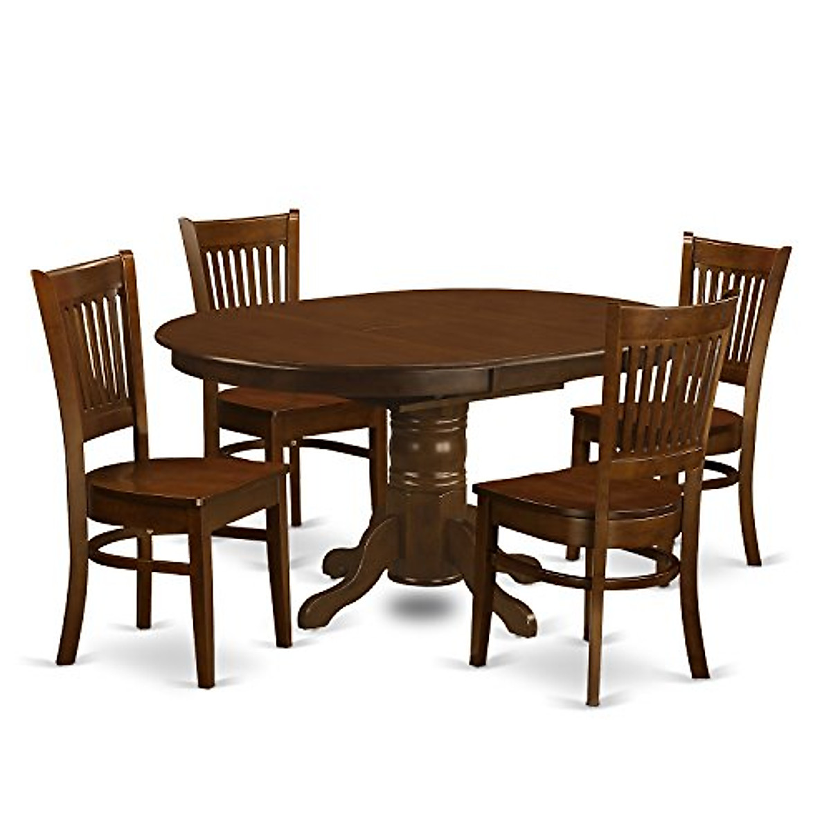 East West Furniture KEVA5-ESP-W 5 Piece Kitchen Table Set for 4 Includes an Oval Dining Table with Butterfly Leaf and 4 Dining Room Chairs, 42x60 Inch, Espresso