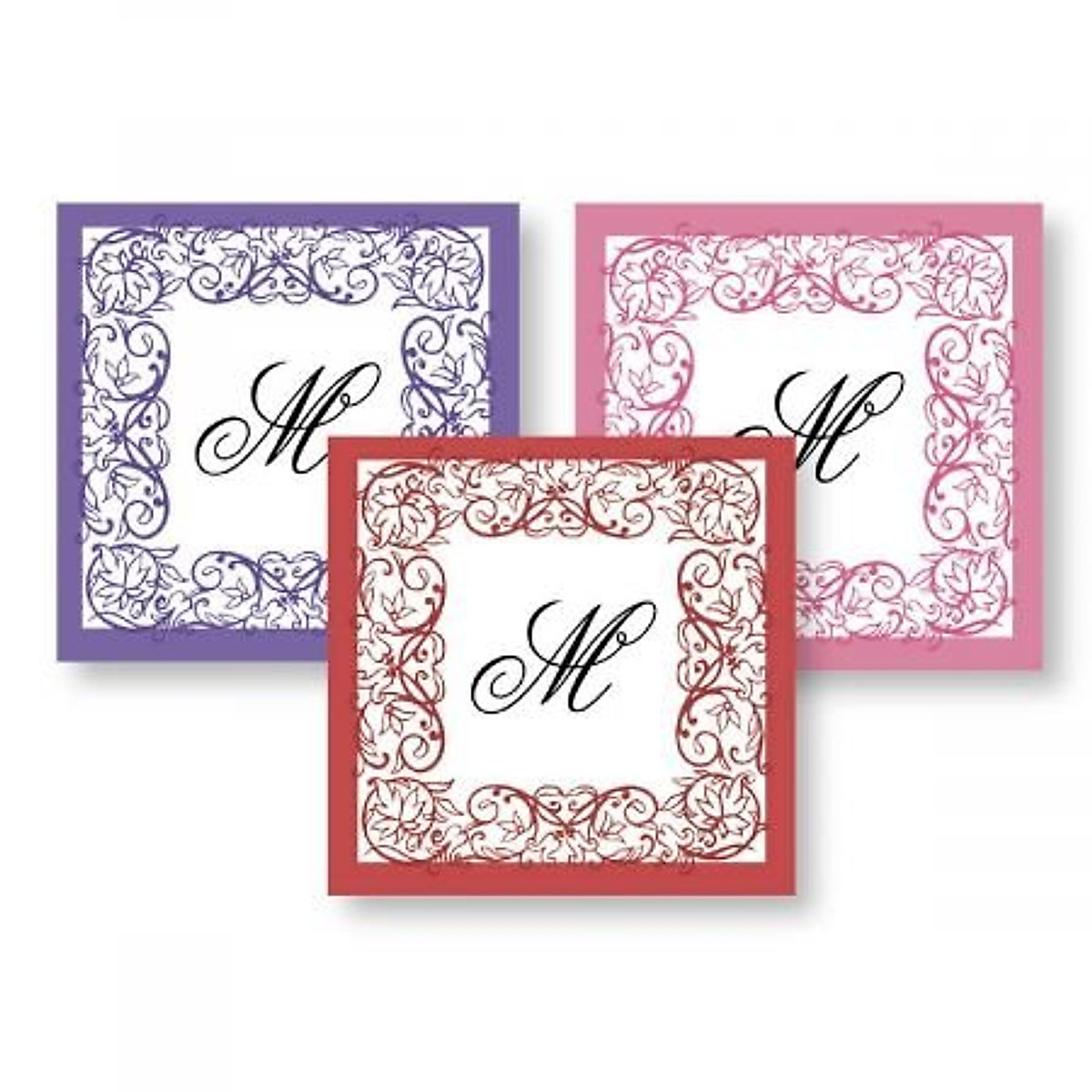 New Toile Initial Envelope Seals - Set of 144 (3 Colors) Self-Adhesive, Flat-Sheet, 1-1/2" Sticker Seals, By Colorful Images