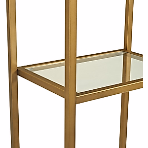 Crosley Furniture Aimee Narrow Bookshelf with Glass Shelves, Bookcase Storage, Gold and Glass