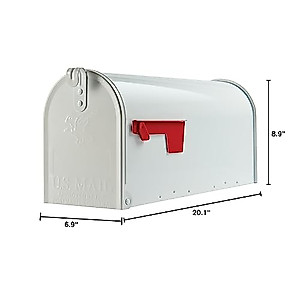 Gibraltar Mailboxes Elite Medium Capacity Galvanized Steel White, Post-Mount Mailbox, E1100W00