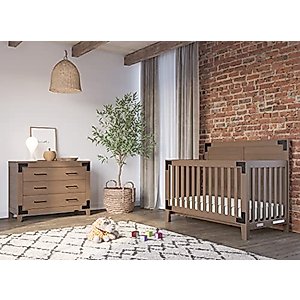 Child Craft Lucas 2-Piece Nursery Set with 4-in-1 Convertible Crib and 3 Drawer Dresser, Rustic, Modern Farmhouse (Dusty Heather)