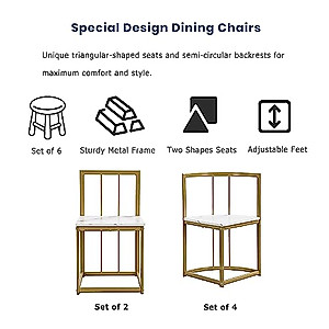 Merax Compact Dining Table and Chairs for Small Space Faux Marble Dining Table Set for 6, 55inch Kitchen Table 7 Piece Set for Dining Room Living Room Modern Style