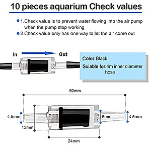 32.8 feet Aquarium Airline tubing Hose 10 air Stone for Fish Tank 10 Aquarium one Way air Check Value for Fish Tank 10 Aquarium Suction Cups 5 Each Aquarium air Controller and I T Hose connectors