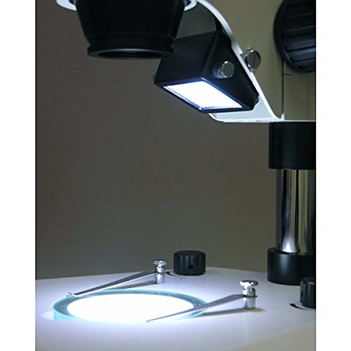 AmScope SM-1TZ-PL-5M Digital Professional Trinocular Stereo Zoom Microscope, WH10x Eyepieces, 3.5X-90X Magnification, 0.7X-4.5X Zoom Objective, Upper and Lower LED Lighting, Large Pillar-Style Table Stand, Includes 0.5X and 2.0X Barlow Lenses and 5MP Came