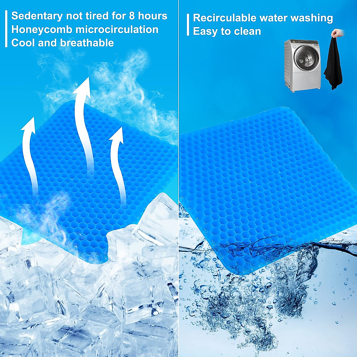 Kanglesdip Gel Seat Cushion for Long Sitting - Non Slip Orthopedics Gel Cushion for Tailbone Pain Relief - Office Chair Wheelchair Car Seat Cushion - Sciatica & Hemorrhoid Relief - Egg Seat Gel