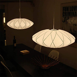 RUNNUP North Europe Designer Fabric Saucer Pendant Light Creatiion Postmodernism Ceiling Fixtures Hanging Lighting Lamp for Coffee Shop Teahouse Dining Room, 15.75''