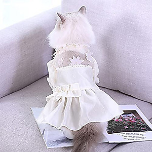 FLAdorepet Cute Dog Dress for Cat Only,Prevent Shedding Hair Pet Summer Clothes Vest Tutu Skirt for Small Medium Dog (2XL(14-20LBS), Yellow)