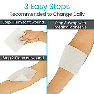 ViveCare Silver Calcium Alginate Wound Dressing - Sterile 4x4 Medical Gauze Pad - Wound Care for Burns, Cysts and Ulcer Treatment - Highly Absorbent Individual Patch - Non-Stick Padding