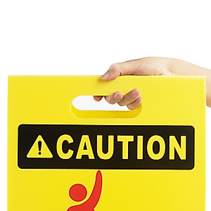 MATTHEW CLEANING 19'' Industrial Wet Floor Sign 3 Pack 2-Sided Durable Corrugated Plastic Birght Yellow Multilingual Warning Signs Commercial Caution Wet Fold-out Floor Signs For Indoors