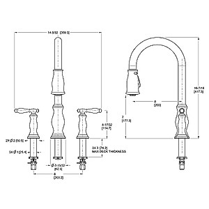 Pfister Hanover Kitchen Faucet with Pull Down Sprayer and Soap Dispenser, 2-Handle, High Arc, Tuscan Bronze Finish, F5314HNY