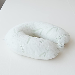 Memory Foam Travel Pillow - Cooling Rayon Made from Bamboo and Polyester Cover - U Shaped - Machine Washable - Great for Airplanes and Cars