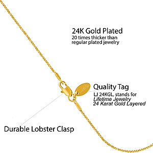 LIFETIME JEWELRY Twisted Box Chain Anklet for Women and Men 24k Real Gold Plated (Gold, 11)
