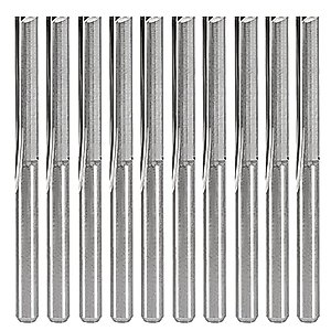 Yakamoz 10 Pack 1/8" Shank Double Flute Straight Bits CNC Router End Mill Set Flush Trim Slot Cutting Bit Milling Cutter for Wood MDF PCB