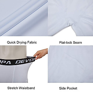 DEVOROPA Youth Boys' Compression Shorts Performance Athletic Base Layers Workout Training Underwear Side Pocket Black/White L (Pack of 2)