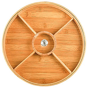 Hedume Bamboo Nuts Storage Platter Tray, Food Serving Tray with 5 Dining Grids, 12 Inches Dessert Fruit Veggie Food Serve Plate Tray for Party, Family Dinner, Holiday and Home Warming