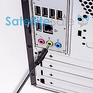 SatelliteSale Auxiliary 3.5mm Audio Jack Male to Male Digital Stereo Aux Cable Universal Wire PVC Black Cord 15 feet