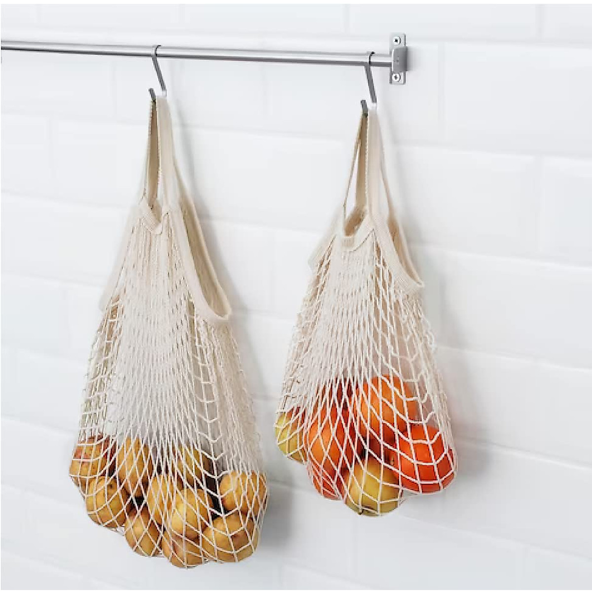 I-K-E-A KUNGSFORS Mesh Storage Organizer Bag Set of 2 Natural 100 % cotton