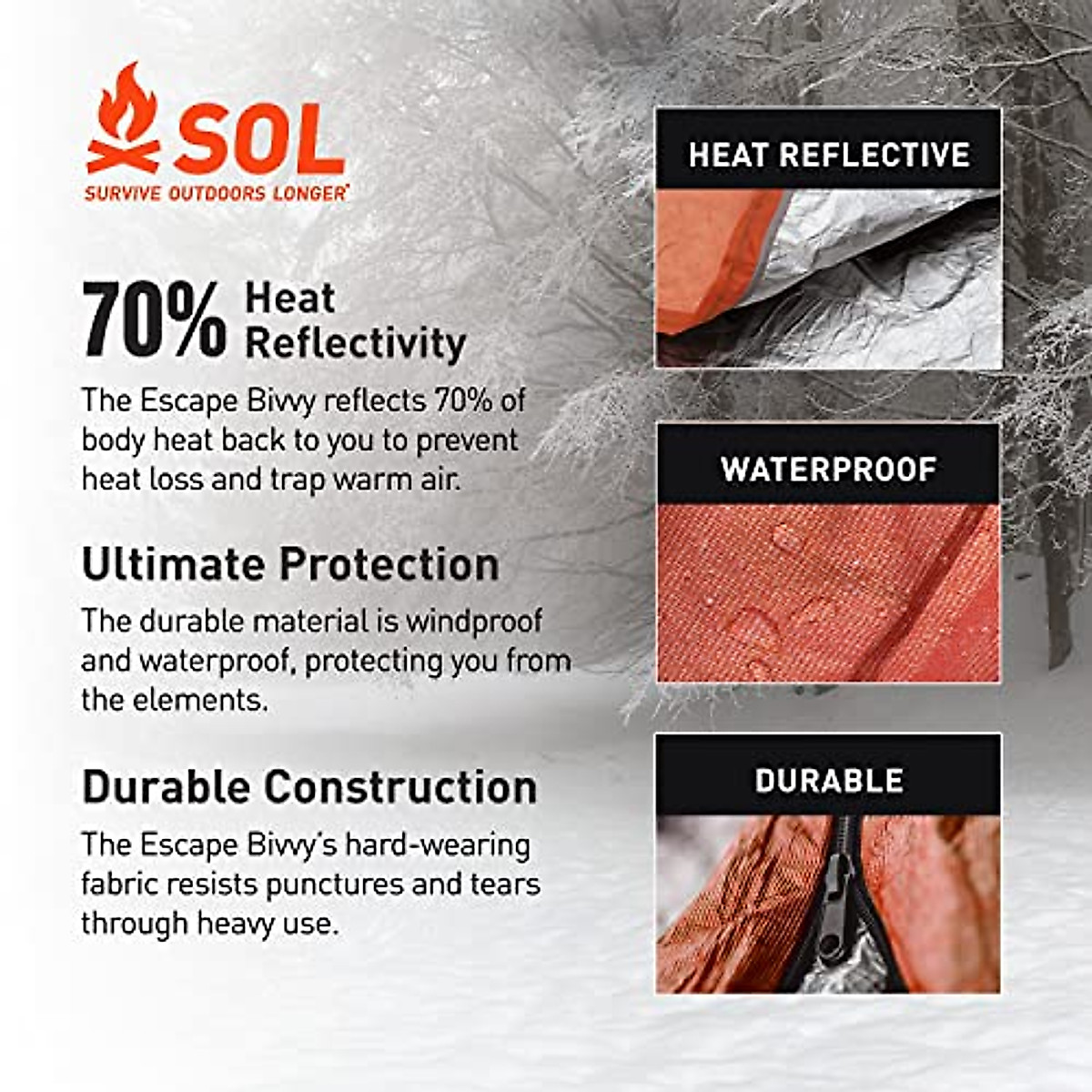 Survive Outdoors Longer 70% Reflective Escape Bivvy, Orange
