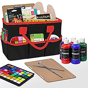 Godery Desktop File Folder Tote and Stock Organize, Fundamentals Art Organizer Storage Craft Tote Bag for Office Desk Organize, Make-up Storage Tote with Handles for Travel or Daily Use, Black
