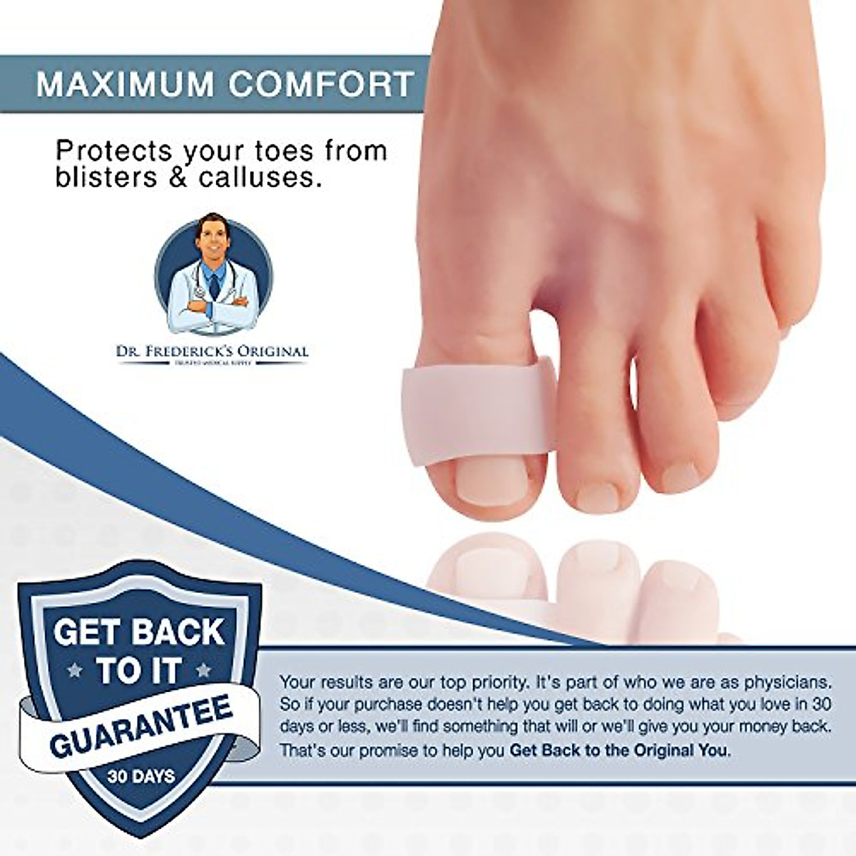 Dr. Frederick's Original Gel Toe Tubes 12 Piece Variety Pack - Small, Medium and Large Sizes - Toe Protectors & Separators for Calluses - Blisters - Corns