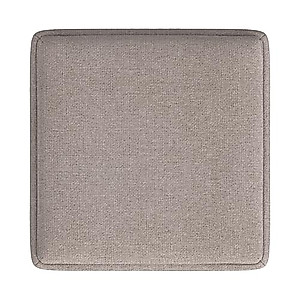 HomePop Home Decor Storage Ottoman with Tray Top|Upholstered Modern Square Storage Ottoman with Storage for Living Room & Bedroom, Light Brown Woven