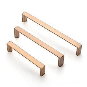 KNOKLOCK 10 Pack 6.3 Inch(160mm) Cabinet Pulls Square Champagne Bronze Kitchen Cabinet Handles Kitchen Cabinet Hardware Gold Drawer Pulls for Dresser Cupboard Wardrobe