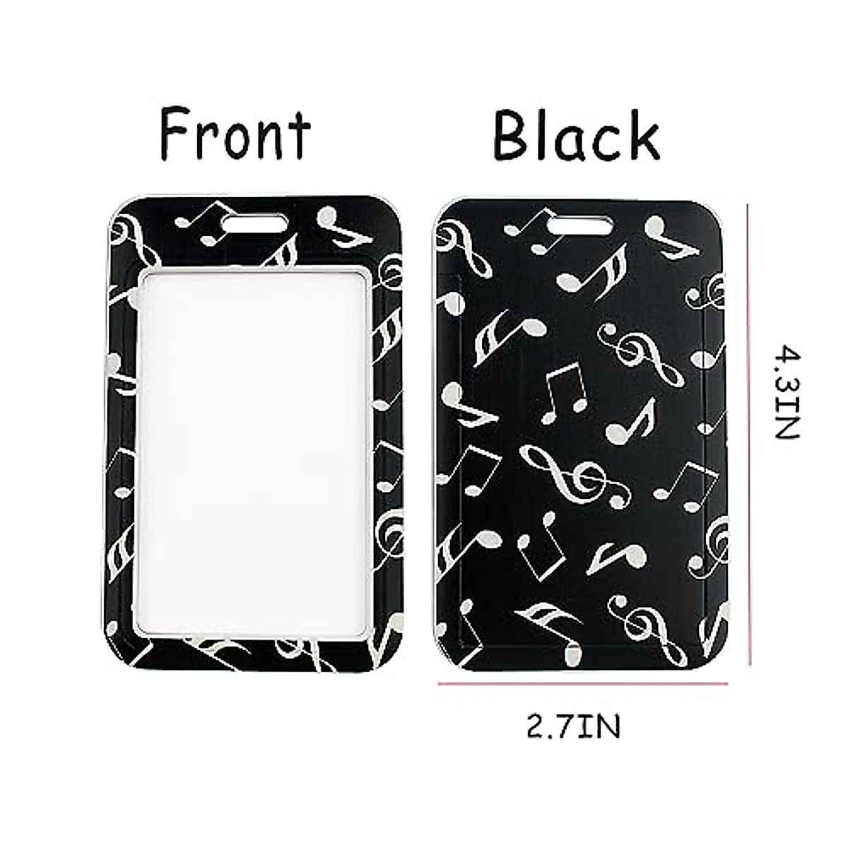 JUDODUCK Black Music Note ID Lanyard with Retractable Badge Holder Clip Detachable Key Card Holder Teacher Lanyard for ID Badges Art School Student Gifts