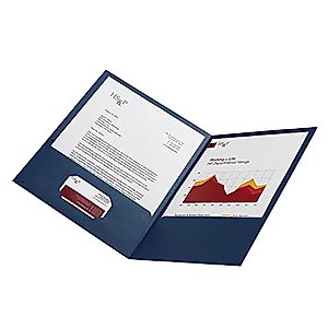 Office Depot® Brand Linen Twin-Pocket Portfolio, Letter Size, Navy, Pack Of 5