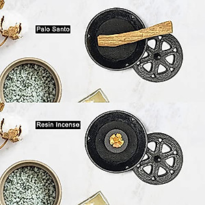 Incense Burner, Incense Burner Holder, Cast Iron Incense Burner with Incense Stick Holder and Fireproof Cotton. Ideal for Incense Sticks, Resin Incense, Cone Incense and Ritual Purpose, Decor, Etc.…