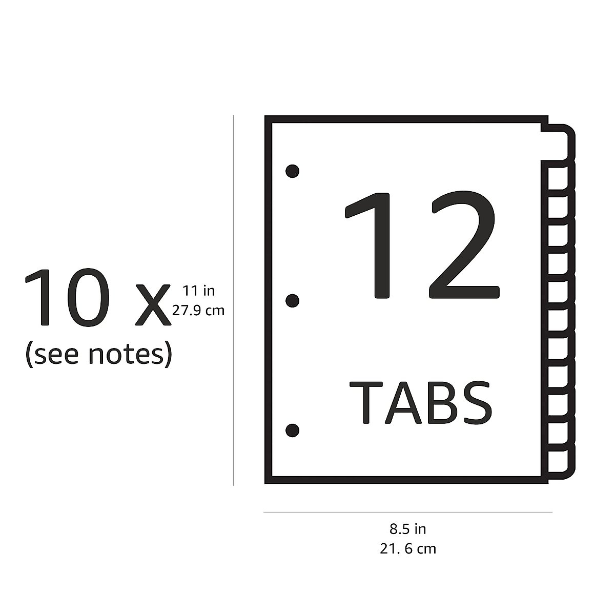Amazon Basics 12 Tab Monthly Dividers for 3 Ring Binder, Customizable Table of Contents Page, Multicolor, 10-Pack