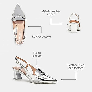 Coach Women's Nikola Metallic Leather Hybrid Slingback Pump, Silver, 7