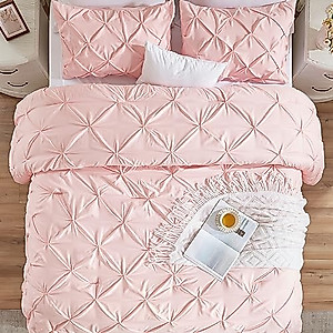 NexHome Twin Comforter Set Pintuck Pink Comforter Set Soft Pinch Pleat Microfiber Lightweight Down Alternative All Season 2 Pieces Bedding Comforters & Sets（1 Comforter 1 Pillow sham）