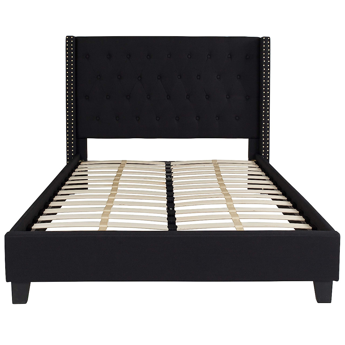 Flash Furniture Riverdale Full Size Tufted Upholstered Platform Bed in Black Fabric