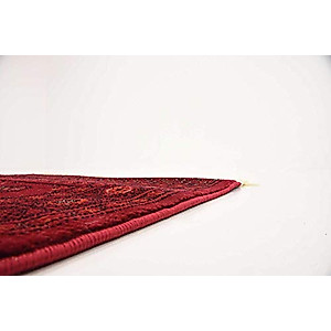 Unique Loom Tekke Collection Over-Dyed Saturated Traditional Torkaman Area Rug, 2 ft 7 in x 10 ft, Red/Burgundy