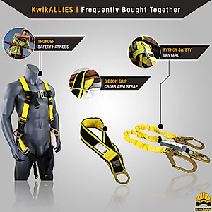 KwikSafety - Charlotte, NC - PYTHON [External Shock Absorber] Double Leg 6ft Safety Lanyard OSHA ANSI Fall Protection Restraint Equipment Snap Rebar Connectors Construction Arborist Roofing