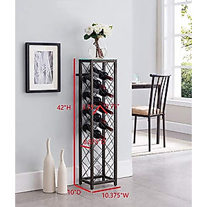 Kings Brand Furniture – Metal with Glass Top Shelf Freestanding Wine Rack Storage Tower - Holds 13 Bottles - Pewter Finish