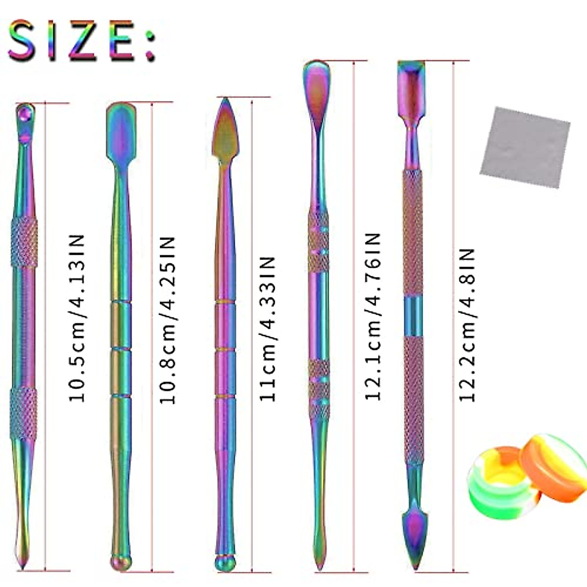 Plavision Carving tools for Wax Wood: 7 Pcs Rainbow Stainless Steel Double-Sized Sculpting Clay Tools Kits with Silicone Container for kids Wood, Wax, Jewelry, Clay, Pottery