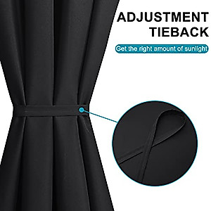 Hiasan French Door Curtains for Small Window, Rod Pocket Short Front Sidelight Curtain, 1 Panel (Black, W 24 inch x L 40 inch)