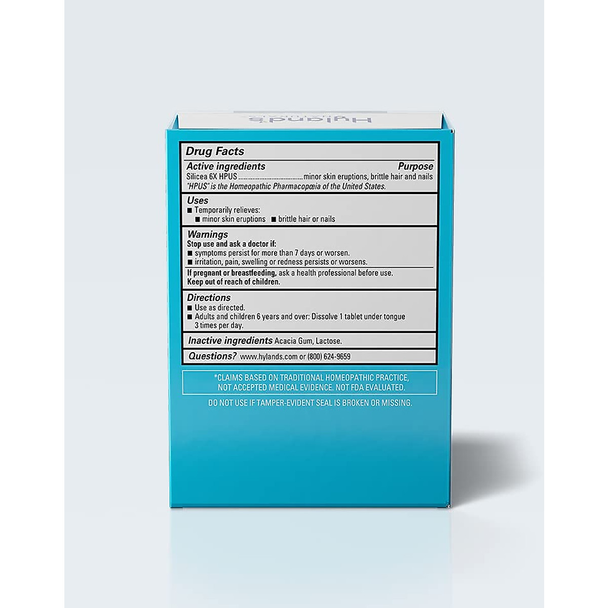 Hyland's Naturals Acne and Blackhead Treatment, Hair & Nail Growth Supplement and Strengthener, Homeopathic Remedy, 12 Cell Salt Silicea 6X Tablets, Multi, 100 Count