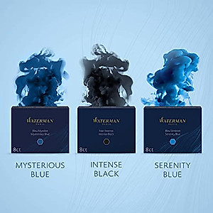 Waterman Fountain Pen Ink Cartridges, Long, Serenity Blue, 8 Count, Blister Pack