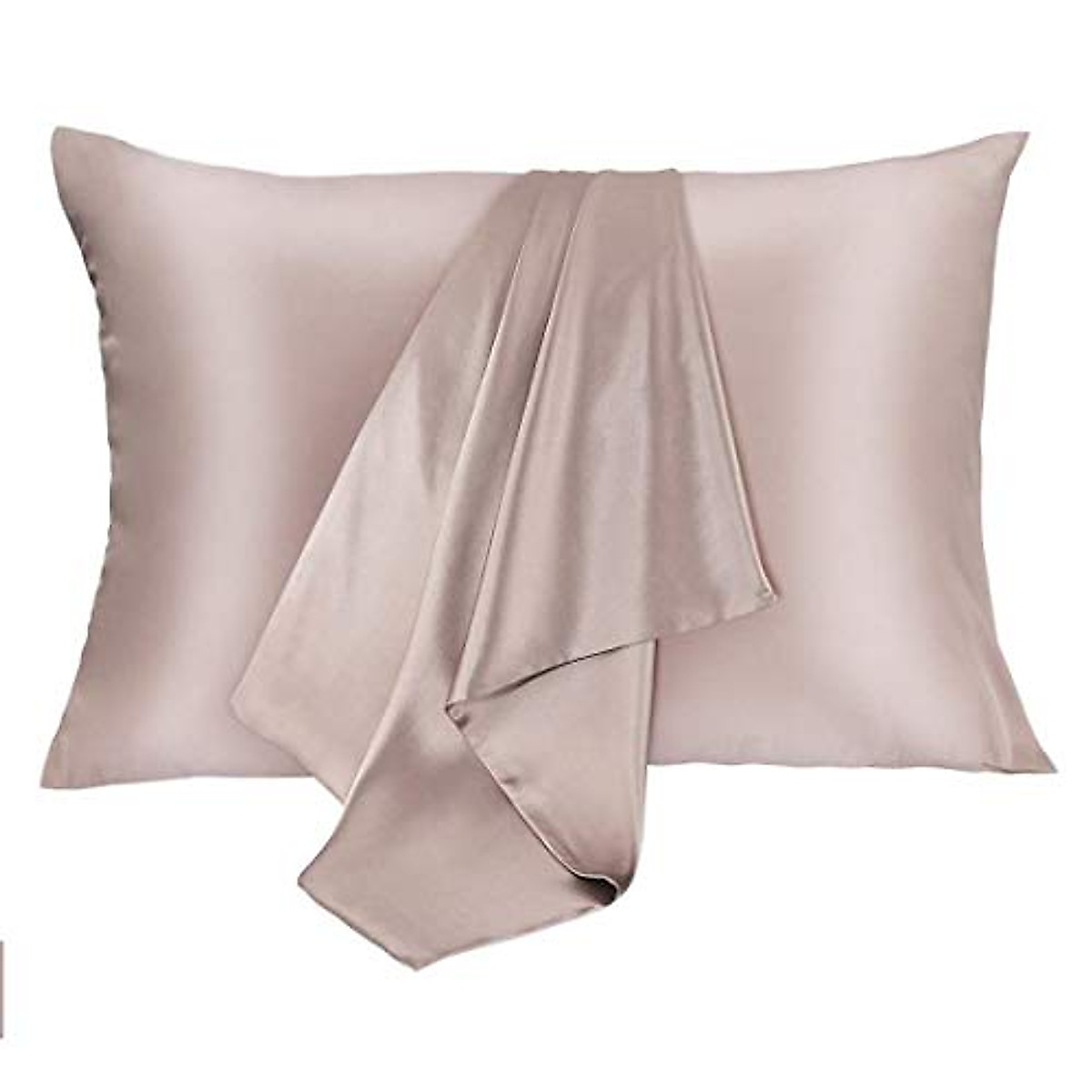 JOGJUE Silk Pillowcase for Hair and Skin 2 Pack 100% Mulberry Silk Bed Pillowcase Hypoallergenic Soft Breathable Both Sides Silk Pillow Case with Hidden Zipper, Pillow Cases (Standard, ApricotGray)