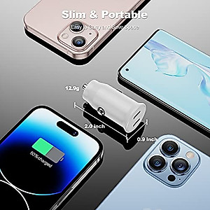 iPhone Fast Car Charger with Cable, Dual Port USB C Power Delivery Car Charging Adapter Plug with 2Pack 6ft Type C to Lightning Cable Cord for iPhone 14 Pro Max/13 Pro/12 Pro/12 Mini/11/iPad